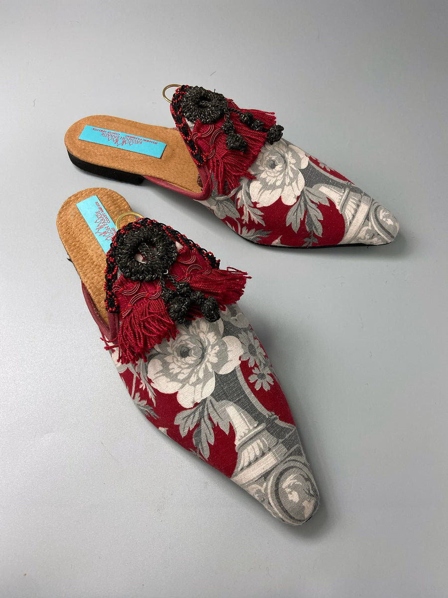 Crimson & Grey Toile | Bohemian Shoes Created From Antique Textiles ...