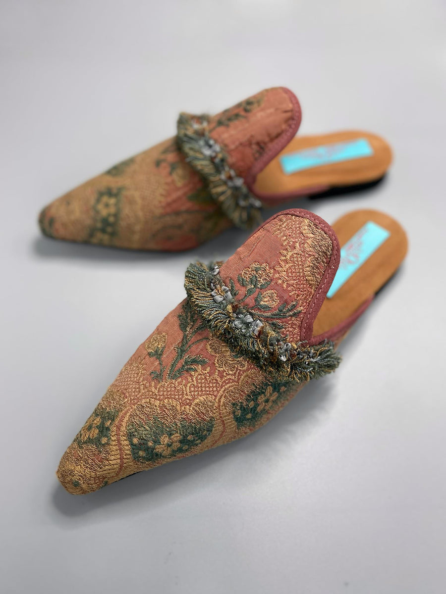Rose Pink Silk Brocade | Bohemian Shoes Created From Antique Textiles ...