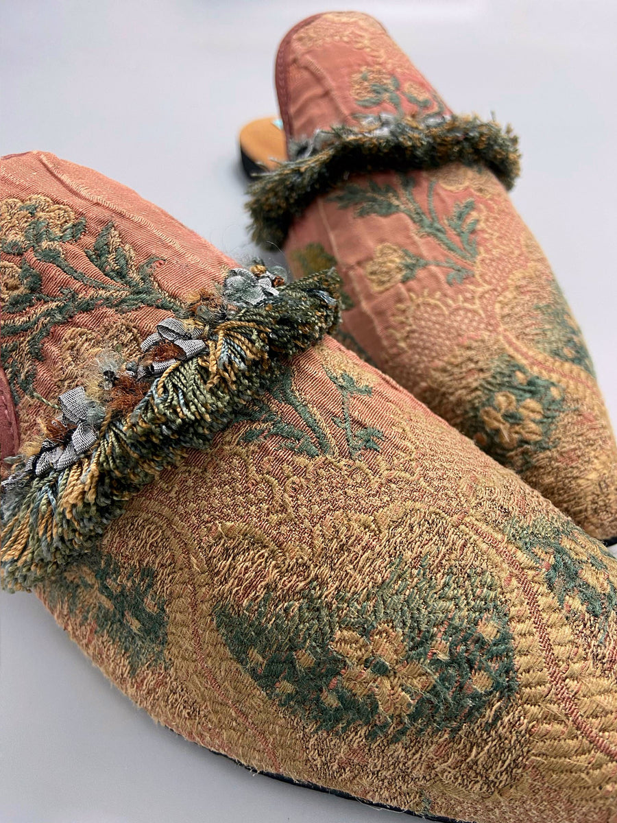 Rose Pink Silk Brocade | Bohemian Shoes Created From Antique Textiles ...
