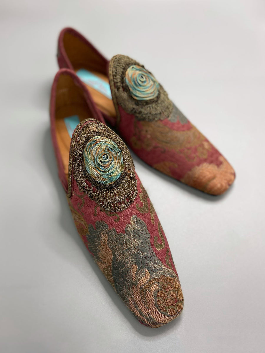 Rose Silk Brocade | Bohemian Shoes Created From Antique Textiles ...