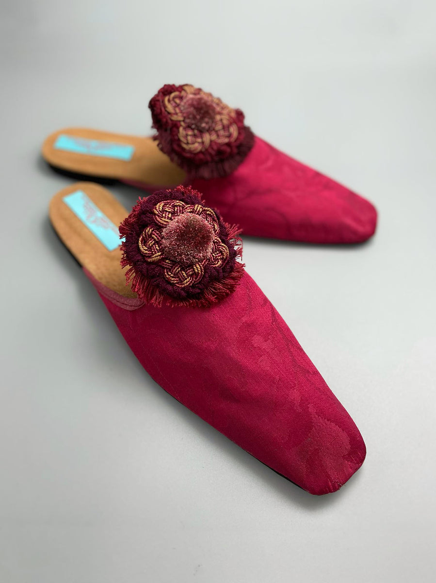 Raspberry Red Damask | Bohemian Shoes Created From Antique Textiles ...